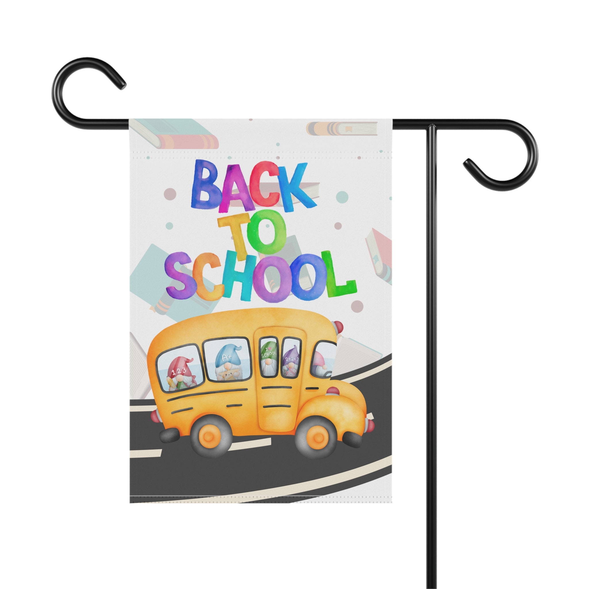 Gnome Back to School Bus Garden & House Banner Flag, Patio Flag, Yard ...