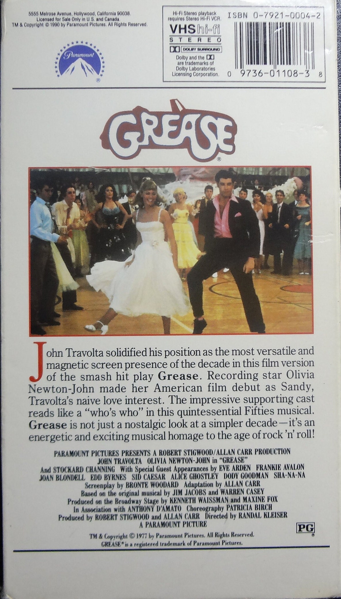 GREASE (VHS Hi-fi Stereo 1990) John Travolta, Olivia Newton John - Etsy