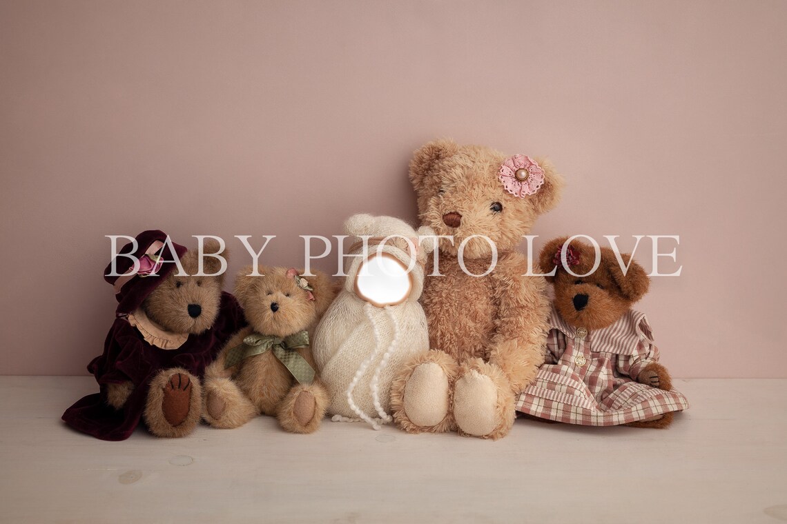 Newborn Digital Backdrop Teddy Bears on a Shelf Cream - Etsy