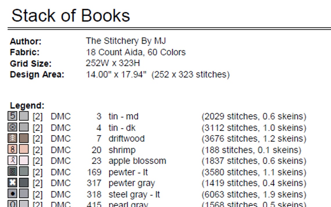 Stack of Books Cross Stitch Pattern PDF Instant Download | Etsy