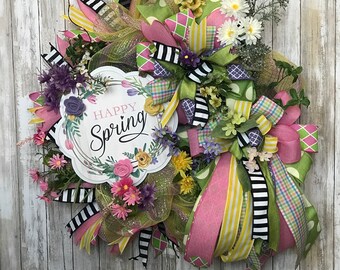 Large spring wreath | Etsy