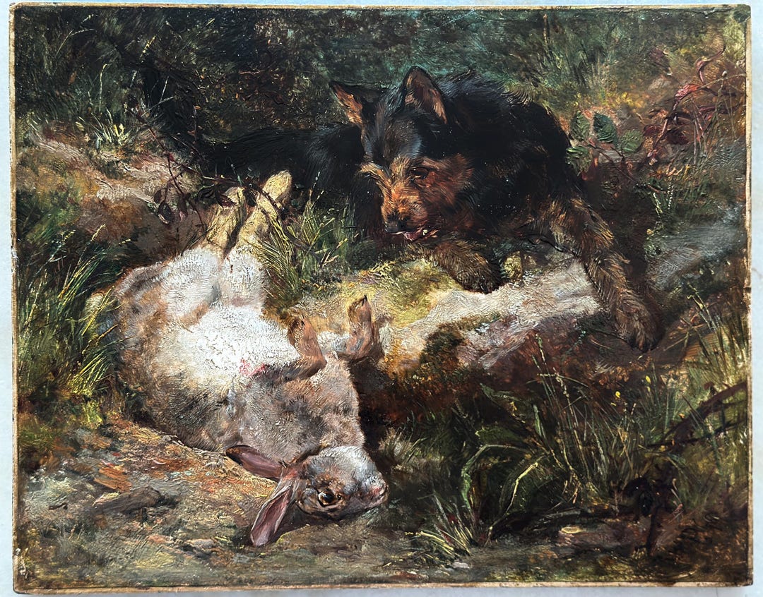 Rabbiting Original Victorian Oil Painting by British Artist James Hardy ...