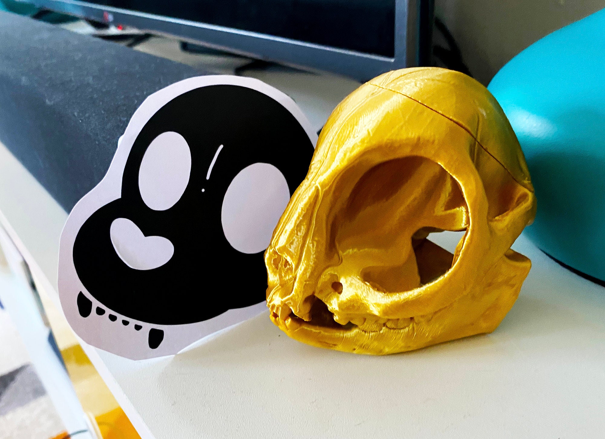 Cartoon Cat Skull Decal | Etsy