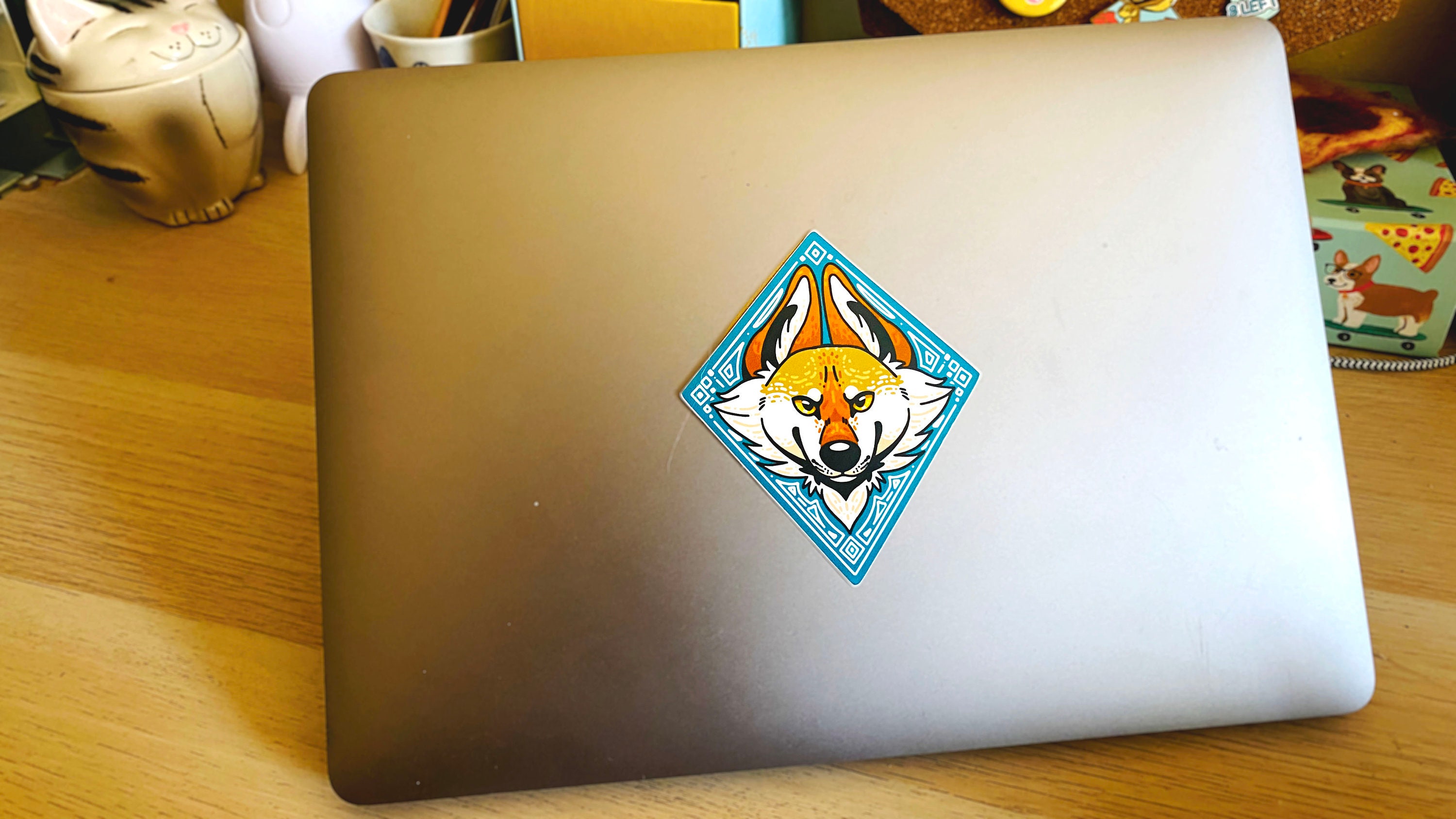 Geometric Design Coyote Vinyl Sticker - Etsy