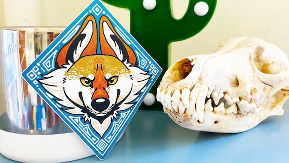 Geometric Design Coyote Vinyl Sticker | Etsy