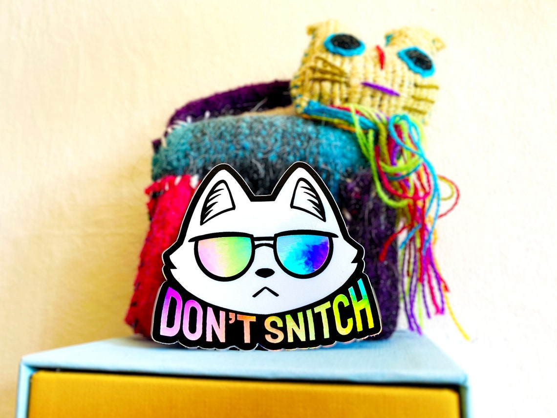 Don't Snitch Cat Holographic Vinyl Sticker - Etsy