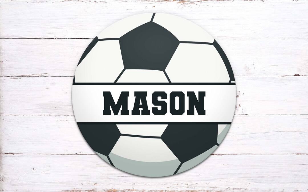Personalized Soccer Door Sign - Futbol Kids Room Sign Round Wood Sign ...