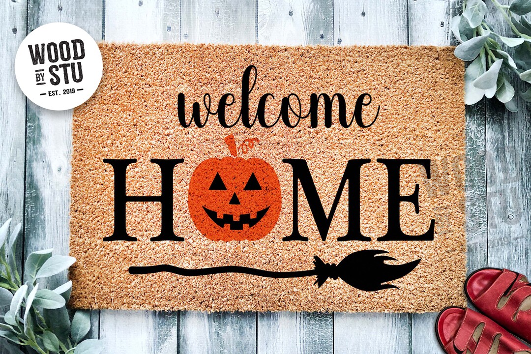1767 Halloween Welcome Home Pumpkin Door Mat Jack O Lantern Doormat ...