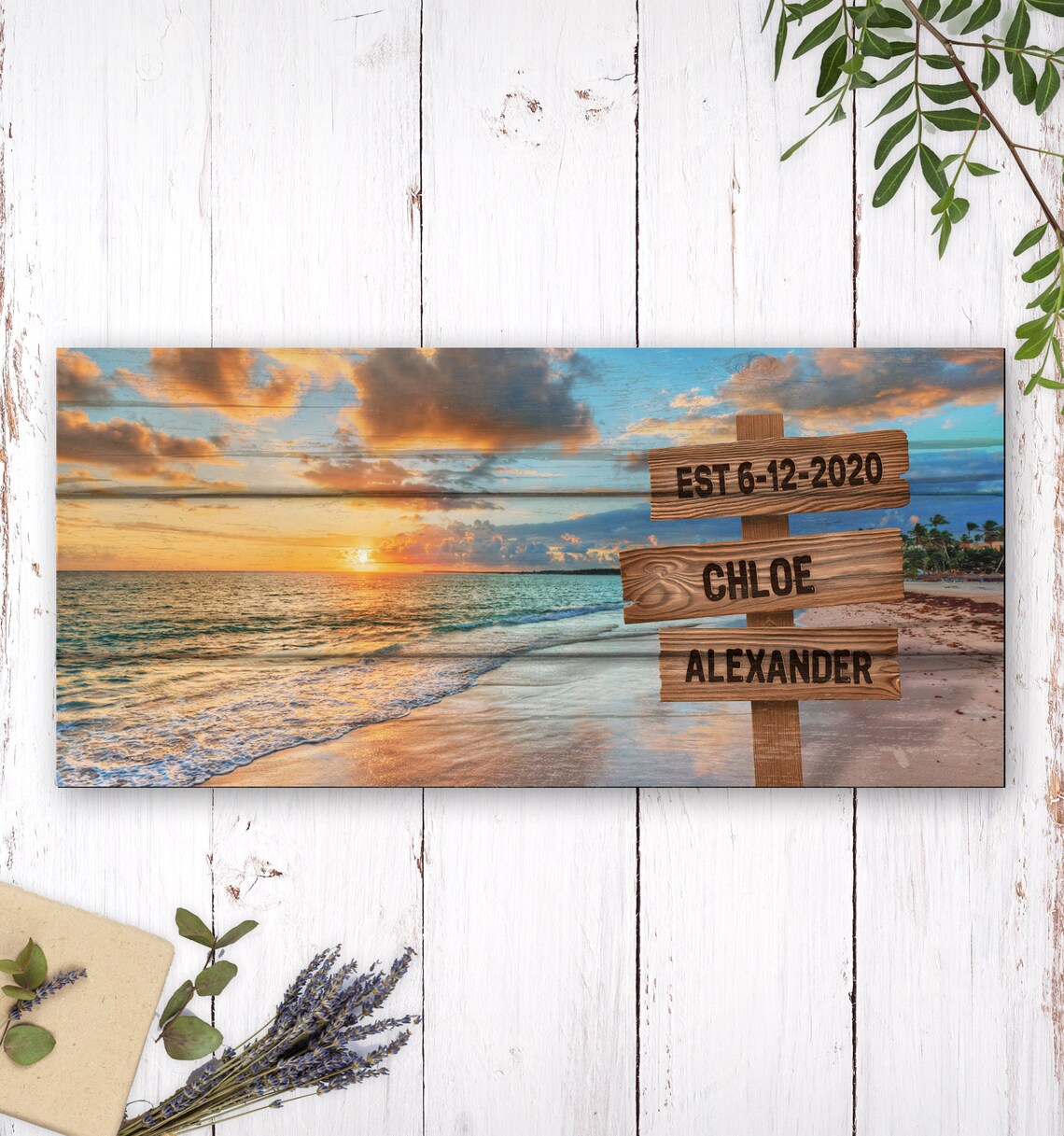 Beach Sunset Wooden Sign With Couples' Names V1 - Etsy