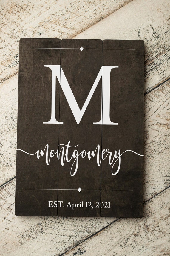 Last Name and Wedding Date Sign Monogram Sign Family Name | Etsy