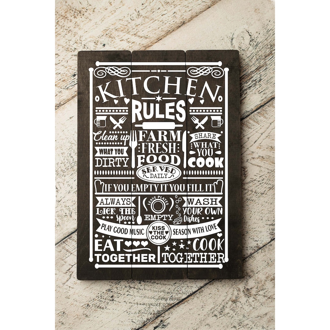 Kitchen Rules - 16.5" X23" Funny Kitchen Pallet Sign Home Decor Gift ...
