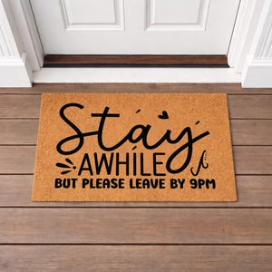 Doormat Stay Awhile, but Please Leave by 9 Doormat - Personalized Gift ...