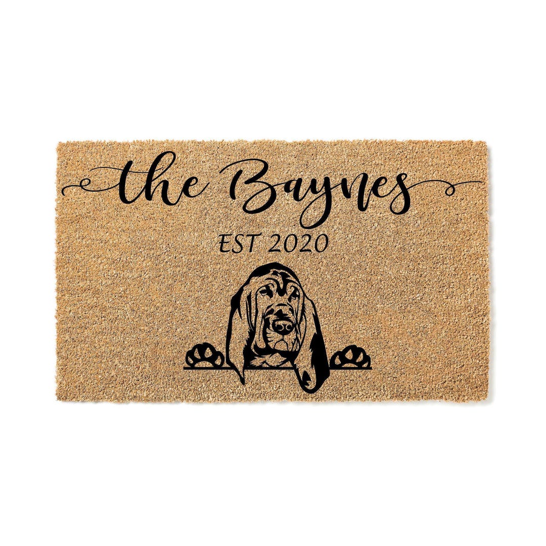 Custom Doormat Bloodhound Blood Hound Dog - Personalized Gift Welcome ...