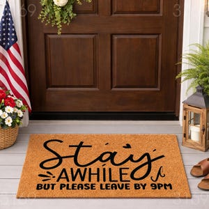 Doormat Stay Awhile, but Please Leave by 9 Doormat - Personalized Gift ...