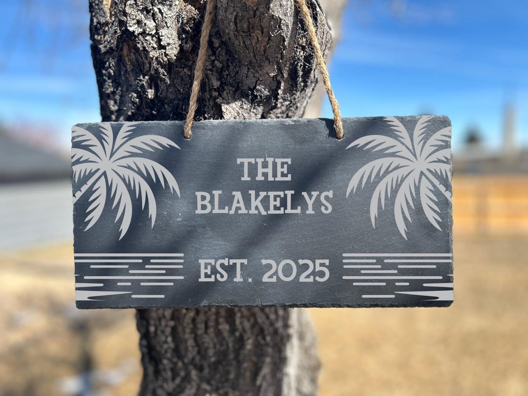 Beach Last Name Sign, Personalized Porch Decor (EST Date 7825) - Etsy