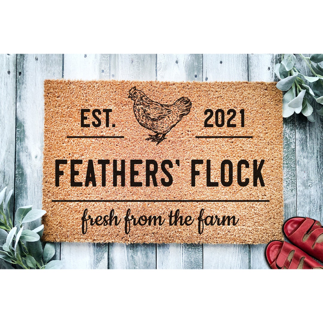 Custom Doormat Name and EST Chicken Farm Fresh From the Farm Doormat ...