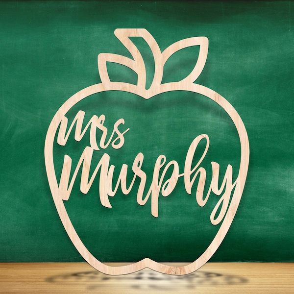 Wood Apple Teacher Sign - Etsy