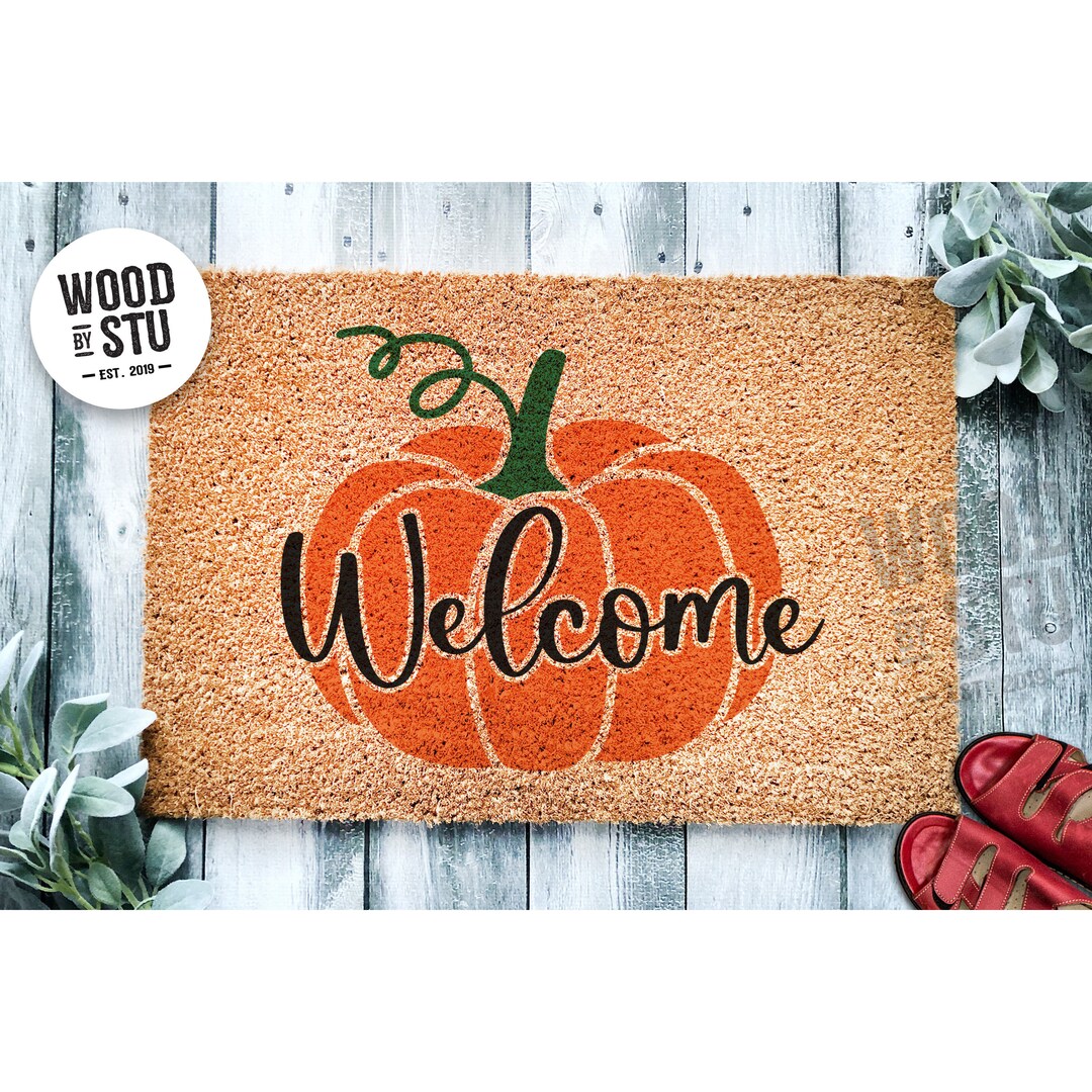 Doormat Welcome Pumpkin - Autumn Rustic Fall Doormat - Welcome Mat ...