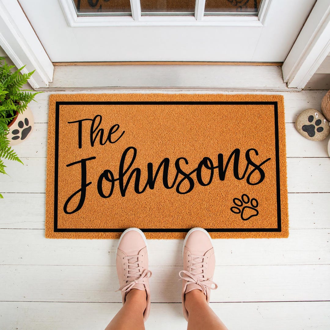 Custom Doormat: Family Name Paw Print Welcome Front Door Mat 1669 - Etsy