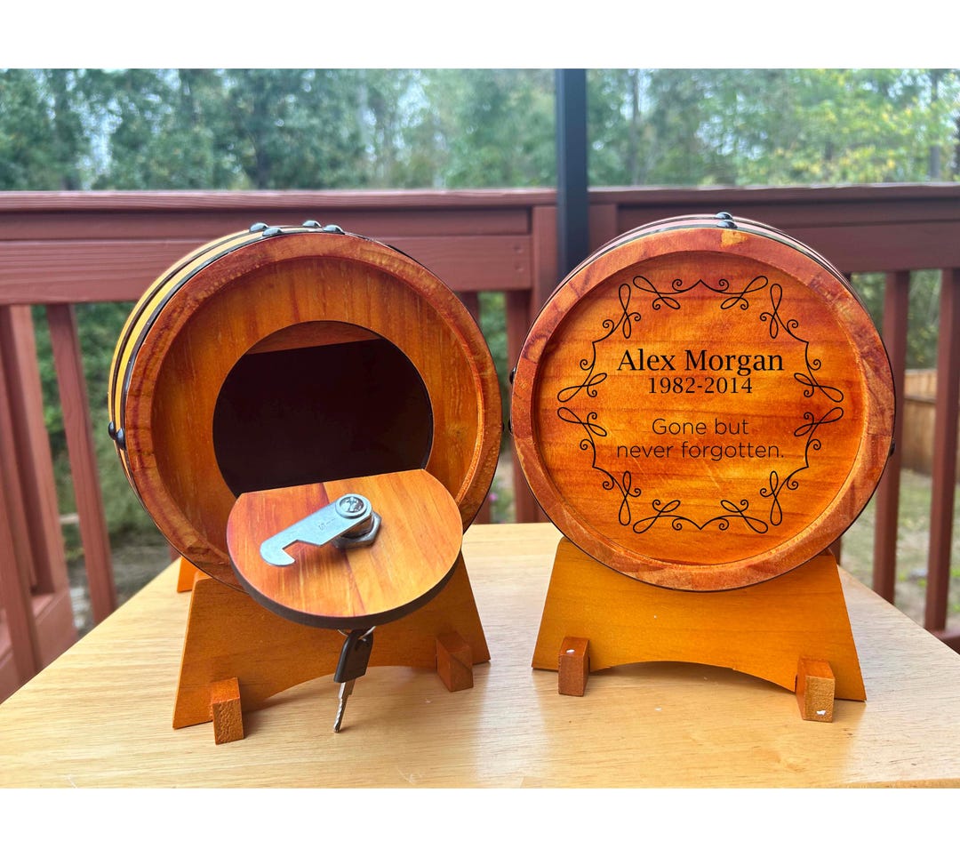 Whiskey Barrel Urn: Personalized Memorial Gift - Holds Ashes Securely ...