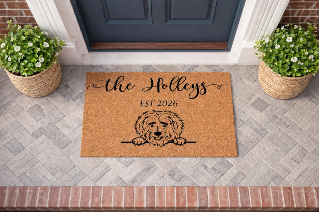 Custom Doormat Golden Doodle Dog - Personalized Doormat - Welcome Mat ...