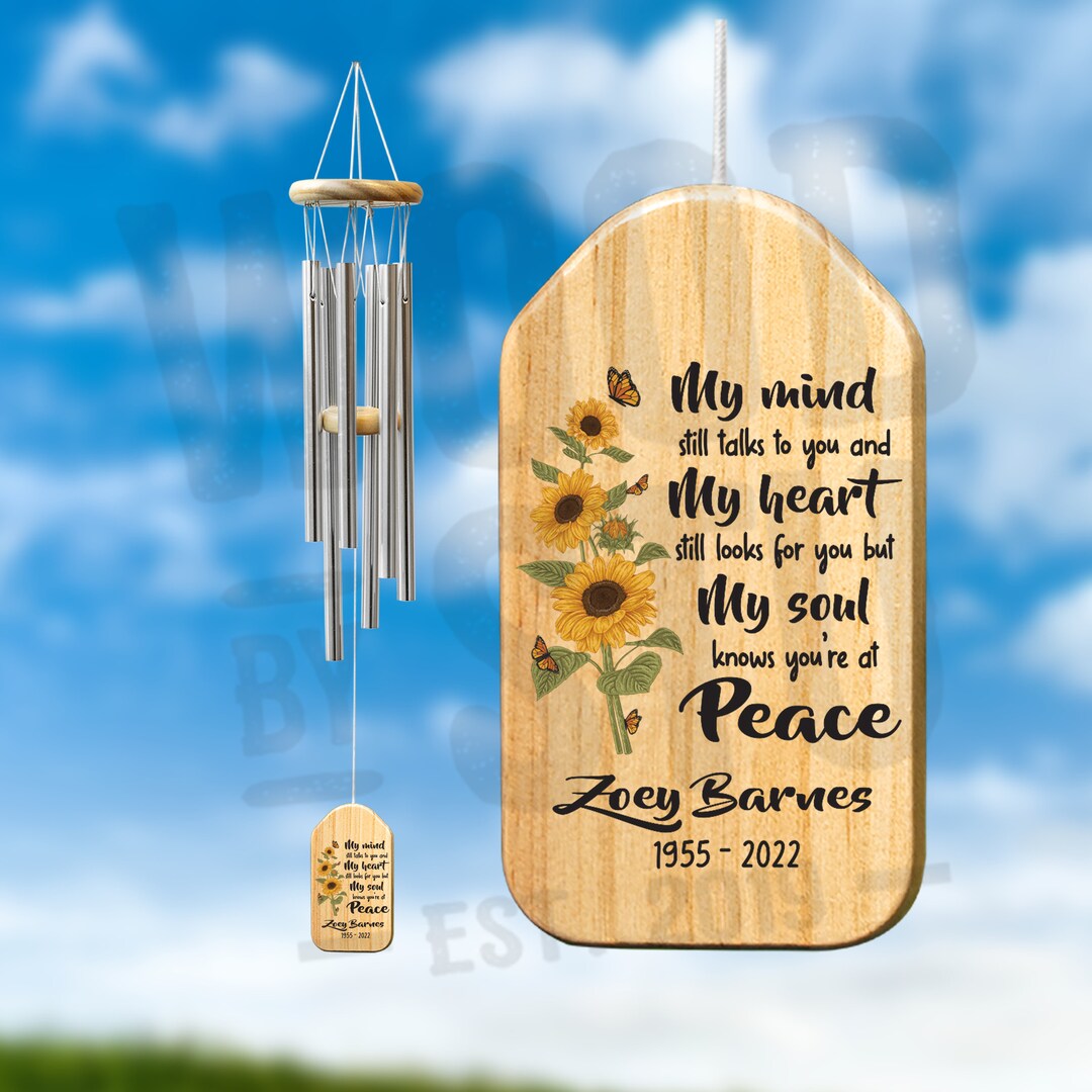 Personalized Wind Chime - Memorial Sympathy Gift for Mom Sunflower ...