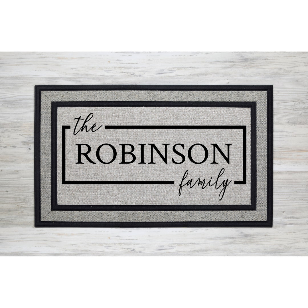 Grey Doormat - Premium Custom Family Name Door Mat - Wedding Gift ...