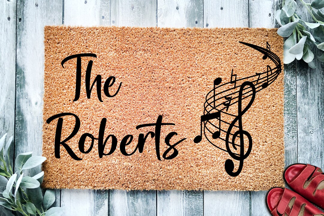 Custom Doormat Musical Notes Personalized Family Name Housewarming Gift ...