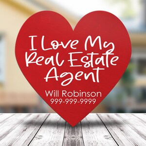 Personalized I Love My Real Estate Agent Logo Heart Sign - Sold Wood ...