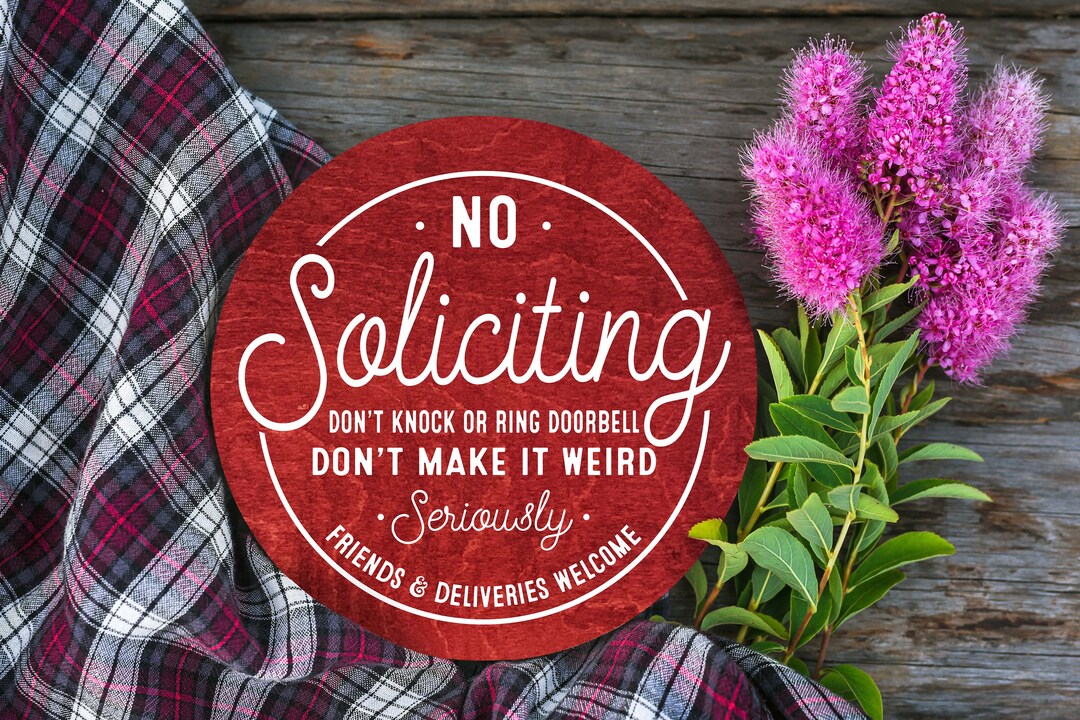 No Soliciting Round Porch Door Sign - No Salesmen Rustic Door Sign ...