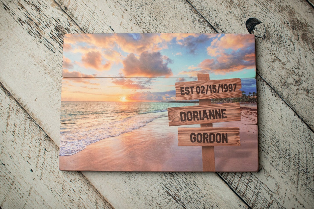 Beach Sunset Sign: Personalized Couples Names (wedding, Engagement ...