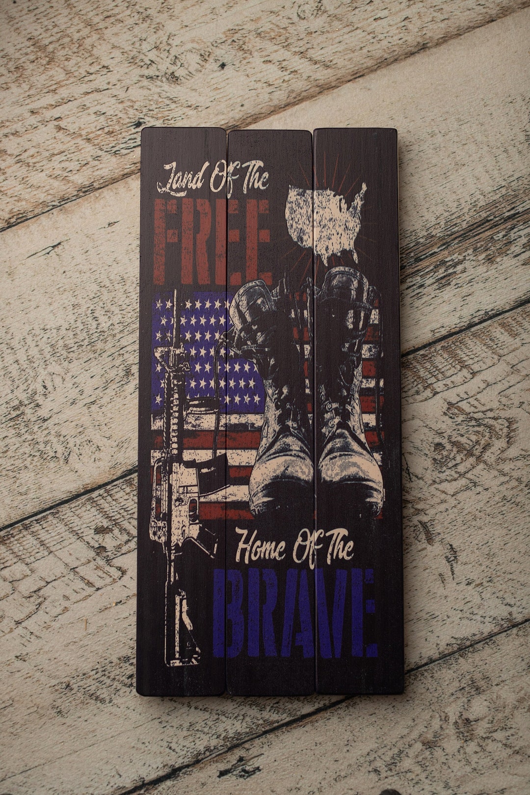 Land of the Free Home of the Brave Pallet Wood Printed Art - Etsy