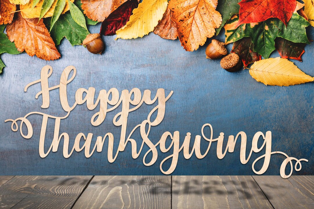 Happy Thanksgiving Wood Cutout Decor 3D Laser Cut Wood - Etsy