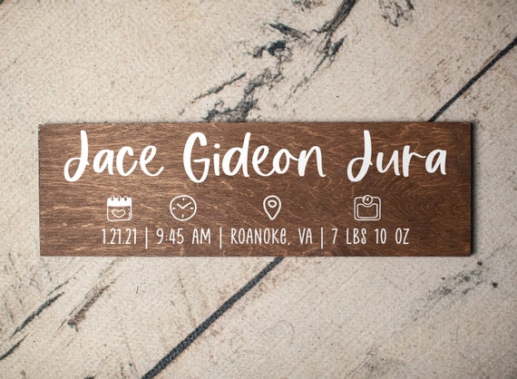 Home Décor baby details baby shower new Custom baby sign place date ...