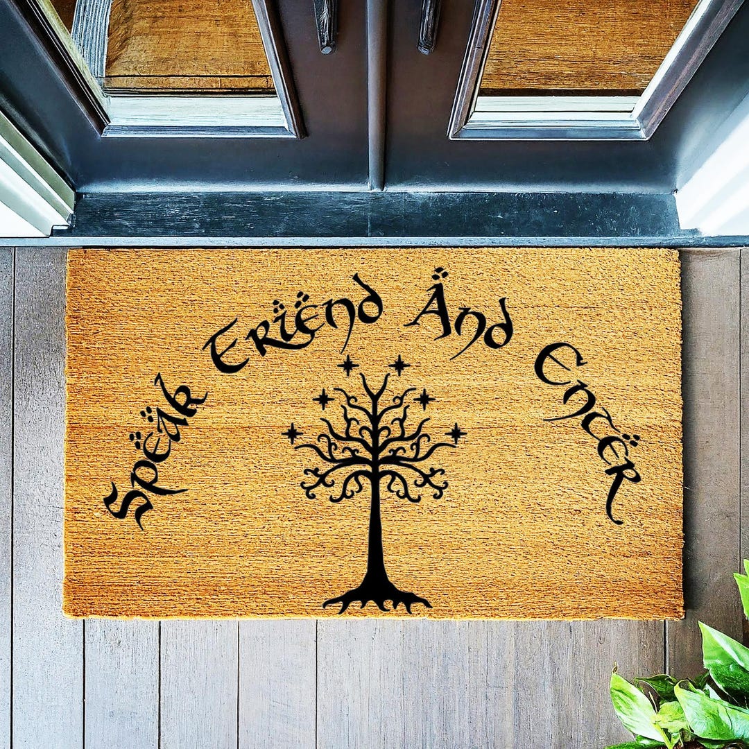 Doormat Speak Friend and Enter Geek Chic Doormat Nerdy Housewarming ...