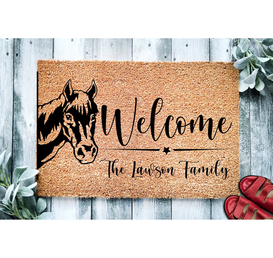 Custom Doormat Welcome Personalized Family Name Horse Farm Doormat ...