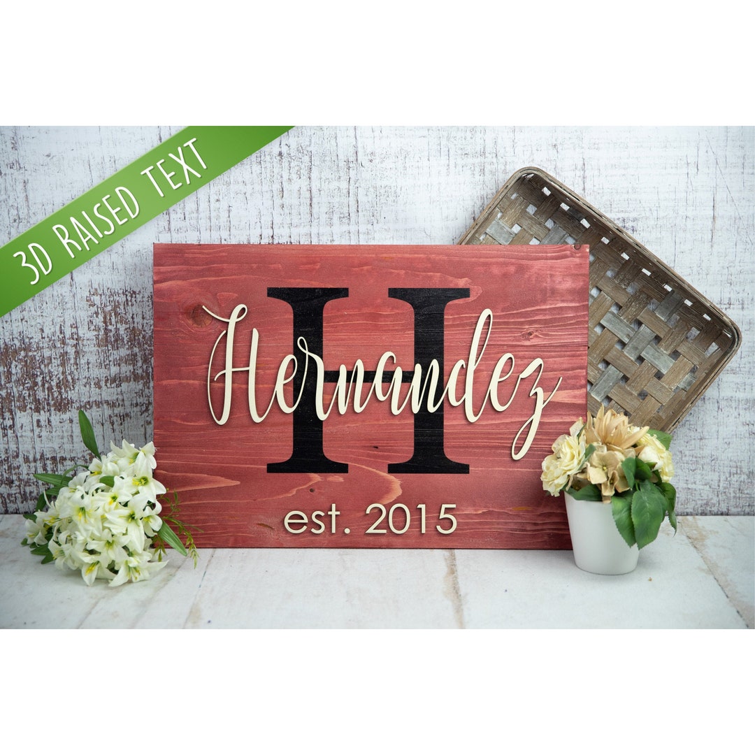 Family Name Sign: Personalized Wedding Gift - Monogram Decor - Etsy