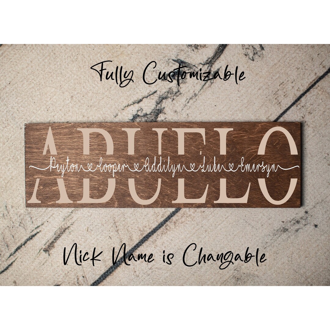 Abuelo Fathers Day Sign, Personalized Grandpa Gift (custom Name) 7256 ...
