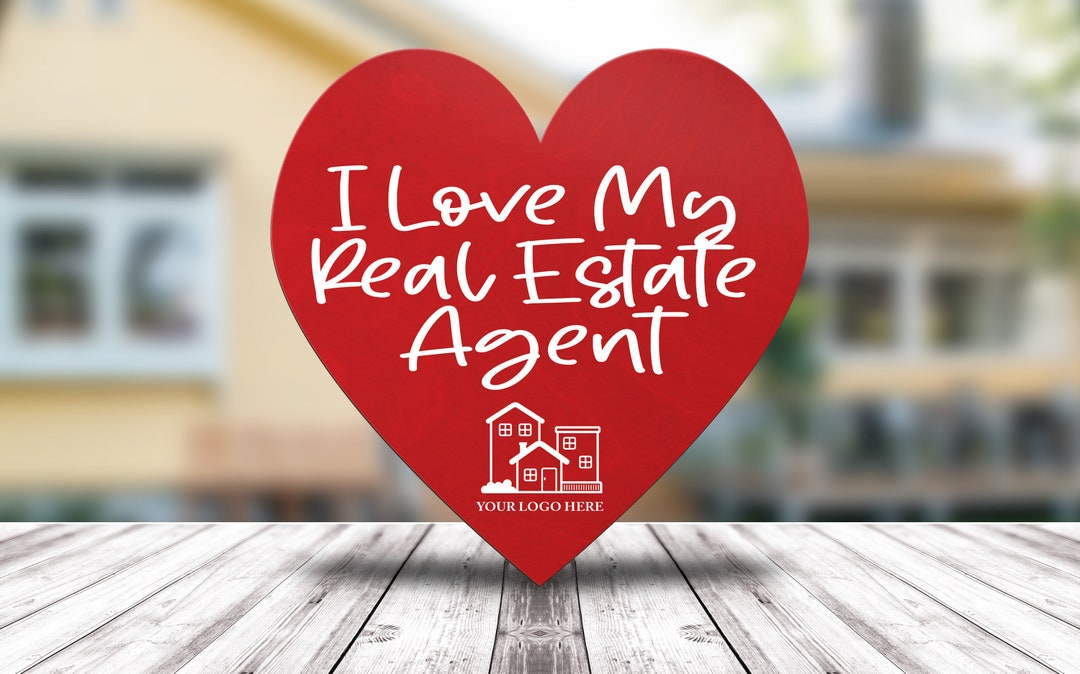 Personalized I Love My Real Estate Agent Logo Heart Sign - Sold Wood ...