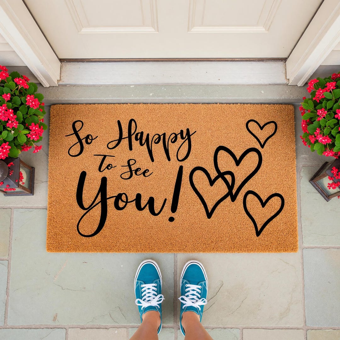 Doormat: so Happy to See You! Welcome Front Door Mat 1134 - Etsy