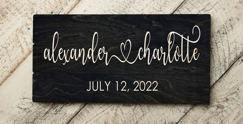 Personalized Couple Name Sign With Wedding Date - Etsy