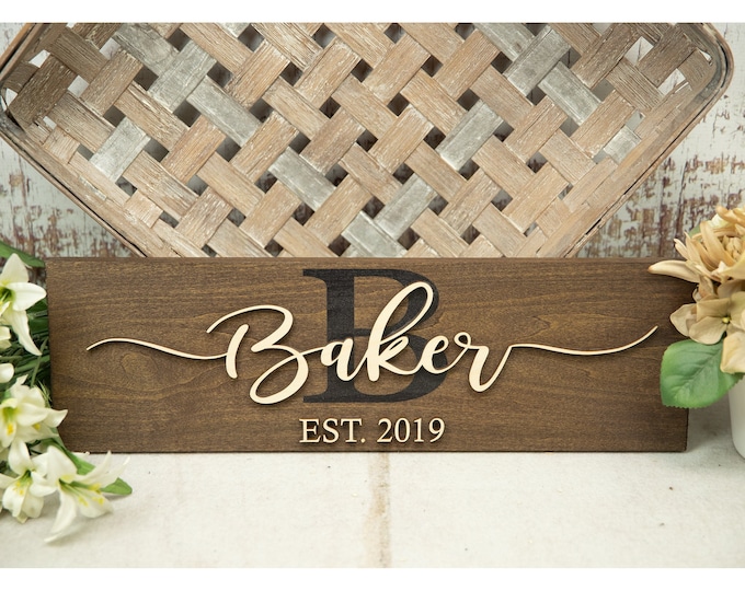 Wedding Gift Last Name Sign Monogram Sign Family Name Sign Anniversary ...