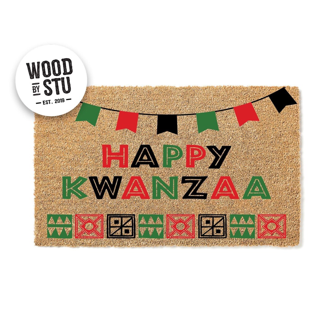 Happy Kwanzaa – Kwanzaa 100% Coconut Coir Doormat • Kwanzaa Welcome Mat ...