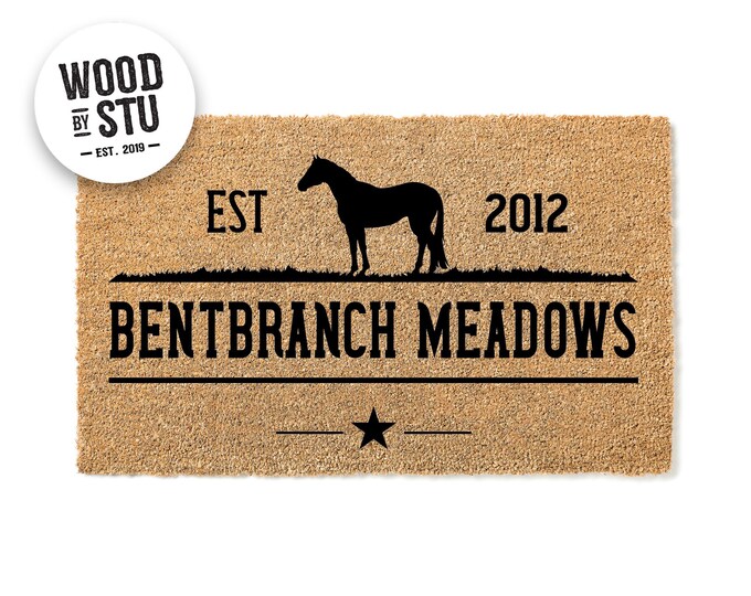 Custom Horse Farm Welcome Mat, Personalized Show Jumping Doormat ...