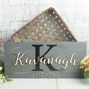 Custom Family Name Sign: Monogram Wedding Gift 7001 - Etsy
