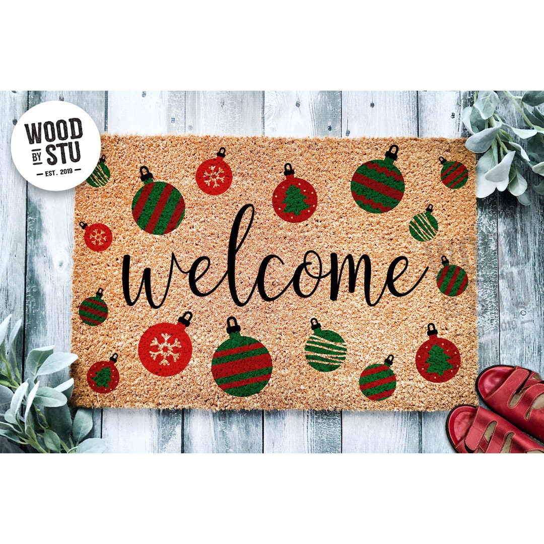 Doormat Welcome Christmas Ornament Pattern Door Mat - Winter Doormat ...