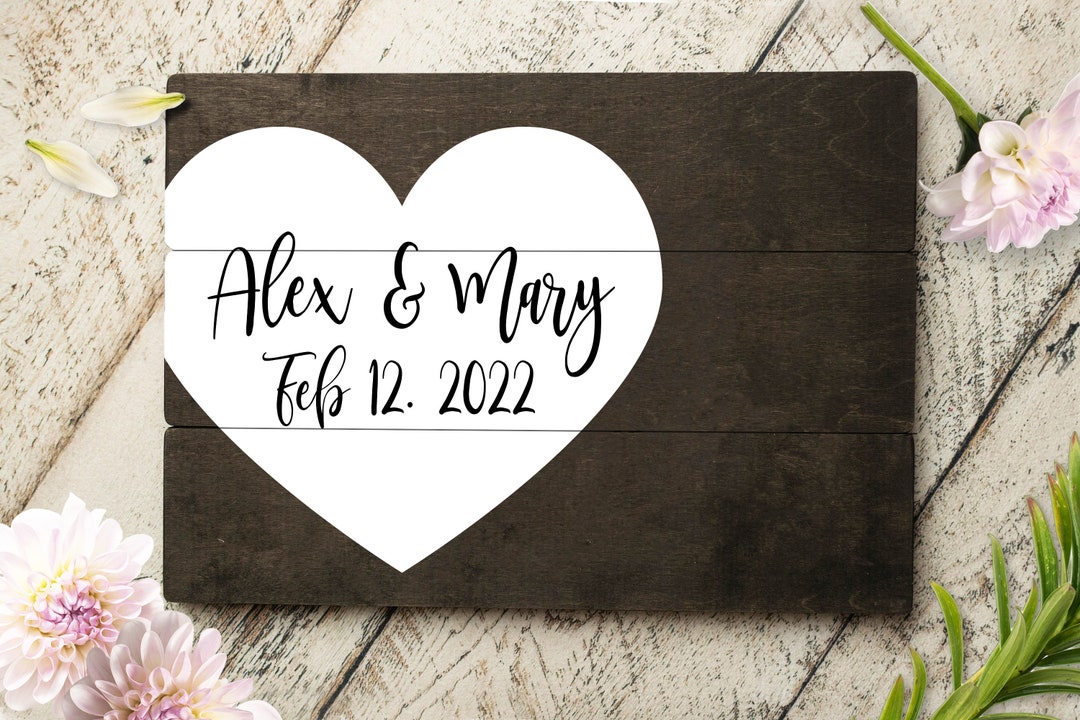 Personalized Heart Names Custom Wedding Sign Wedding Gift Custom Wood ...