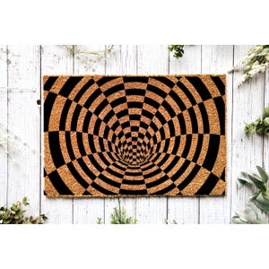 Doormat Hole Optical Illusion Pattern Door Mat Quirky Cool Checkered ...