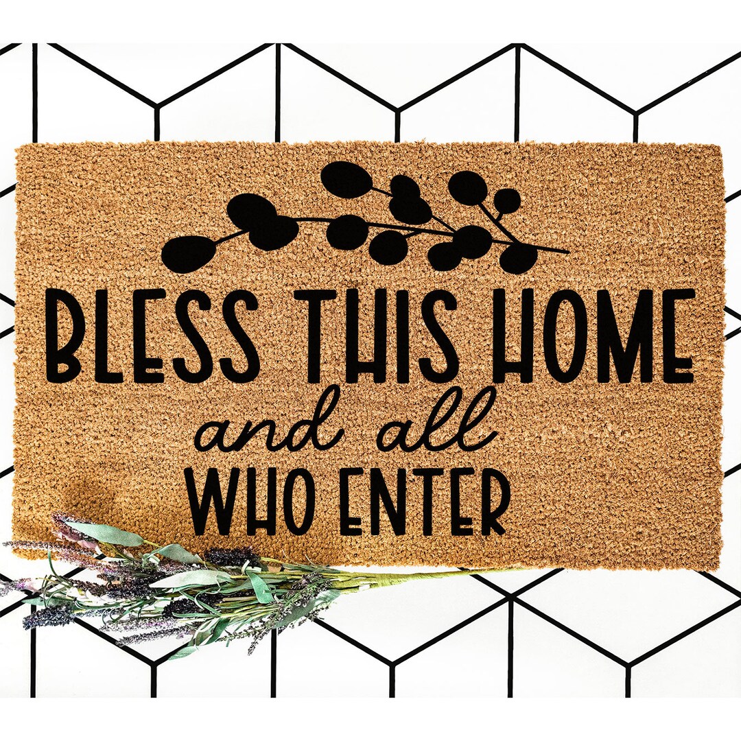 Doormat Bless This Home and All Who Enter - Christian Religious Welcome ...