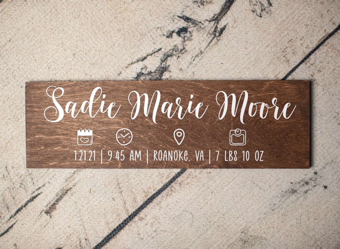 Personalized Baby Birth Script Custom Announcement Board Baby Shower ...